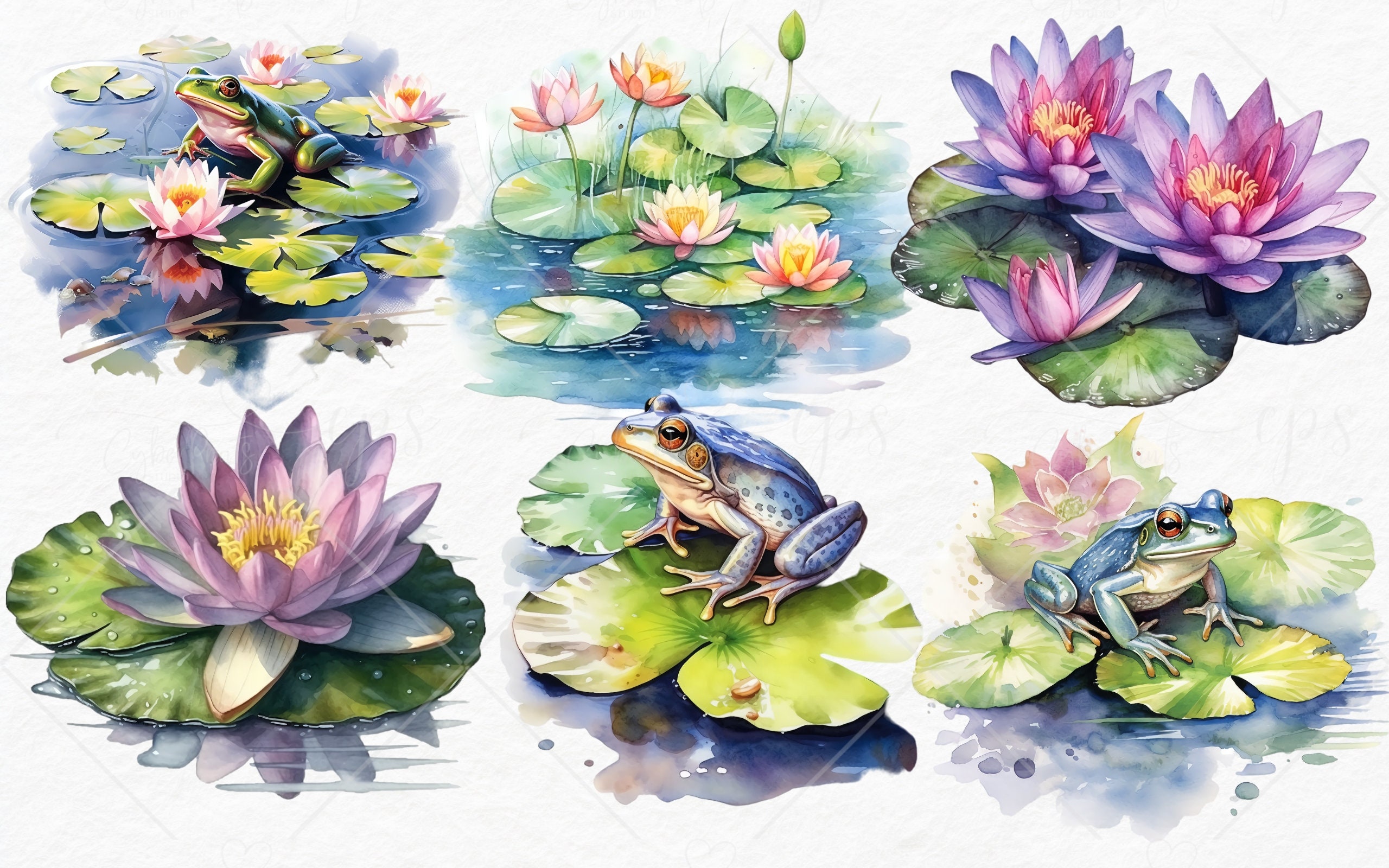 Lillypad Pond Clipart, Lillypad Clipart, Lillypad Flower Clipart Frog ...