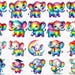 Rainbow Elephant Clipart - Cute Watercolor Elephants PNG - Digital ...