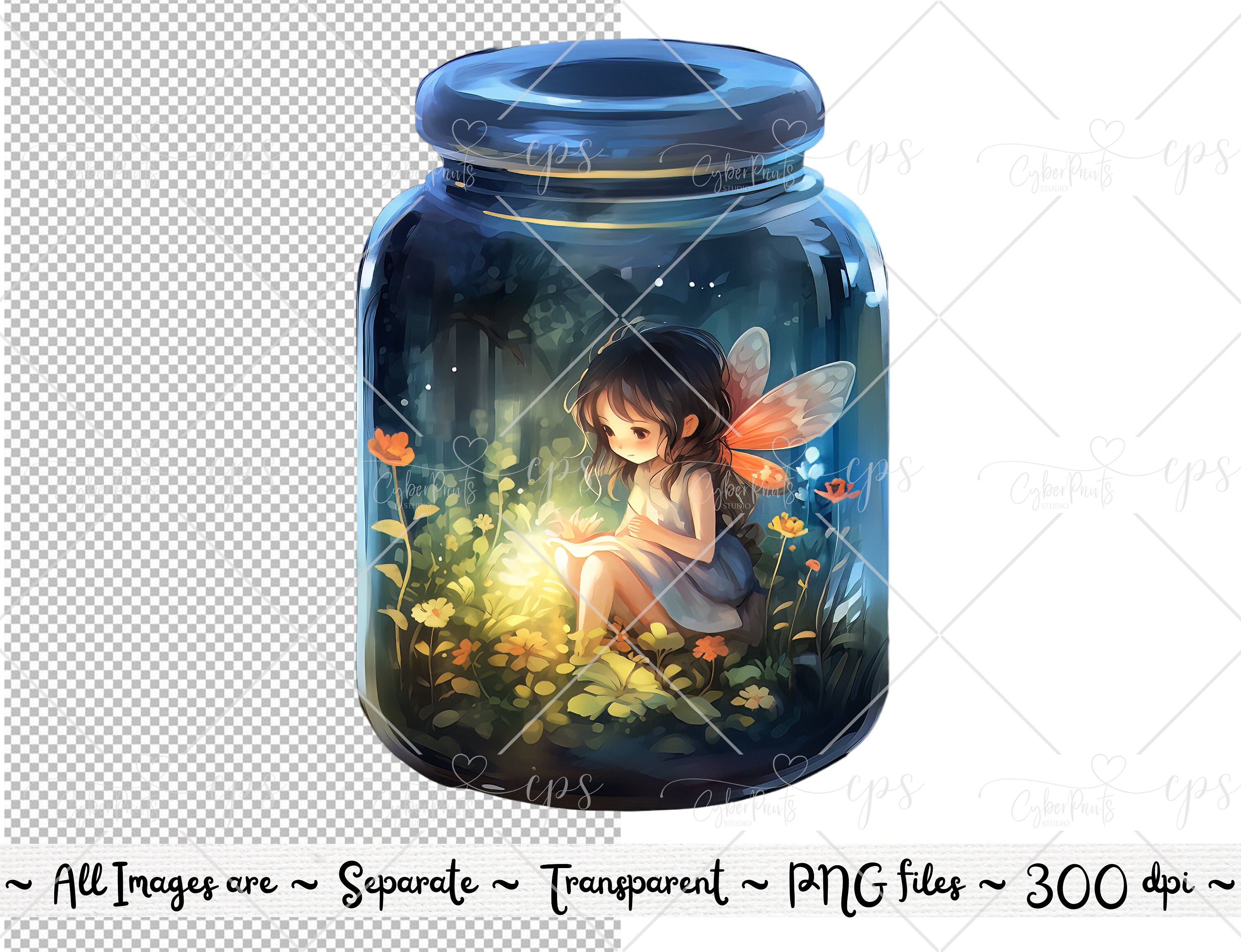 Watercolor Magical Fairy Jars Clipart, Fantasy Clipart, Fairytale ...