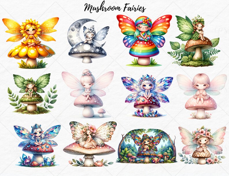 PNG Watercolor Mushroom Fairies Clipart, Enchanted Forest Fairy PNG ...