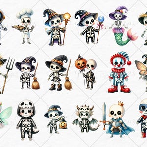 Skeletons Watercolor Clipart Bundle - 101 PNG Skeleton Skull Images ...