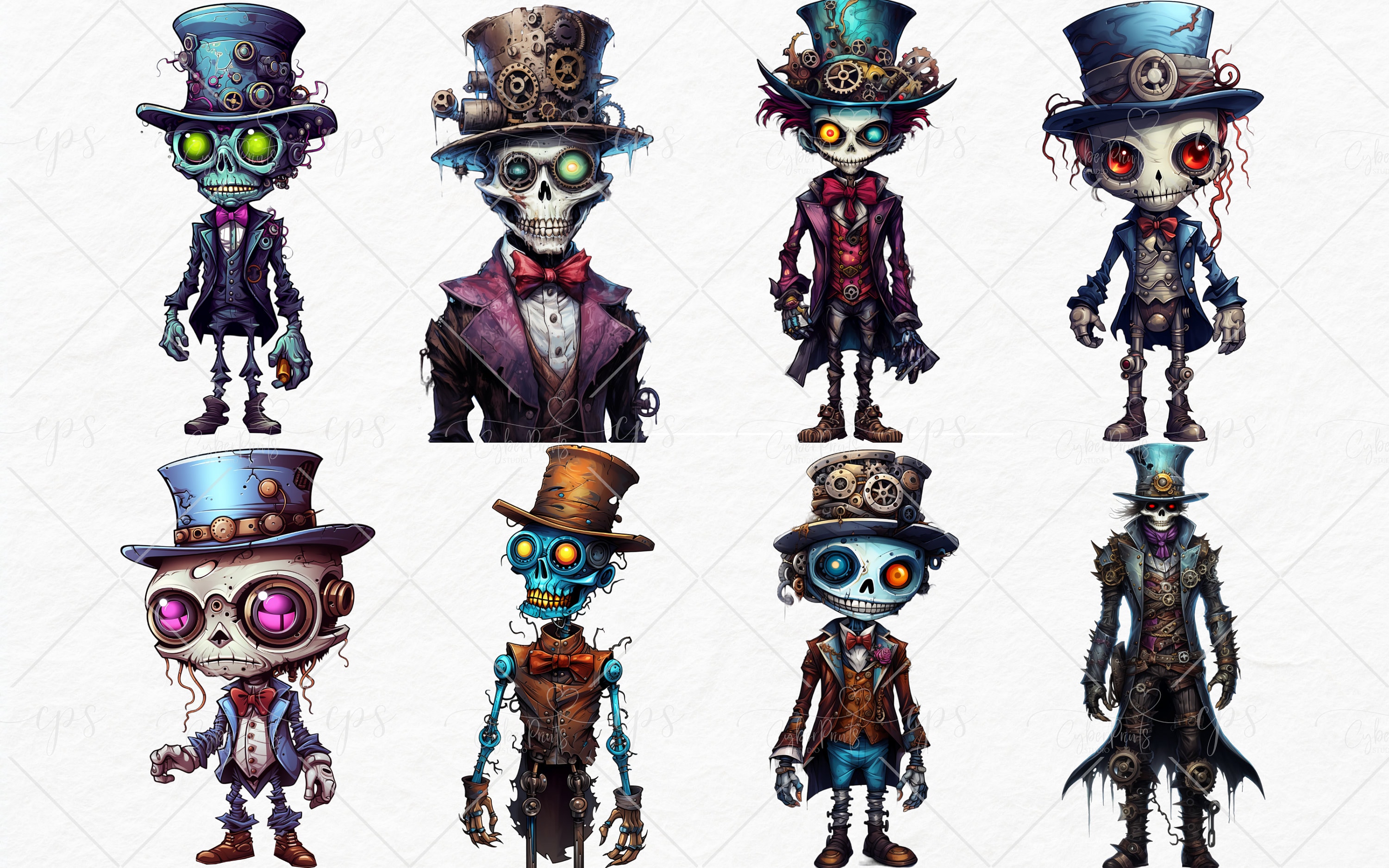 Steampunk Zombie Clipart, PNG Steampunk Printables, Junk Journal ...
