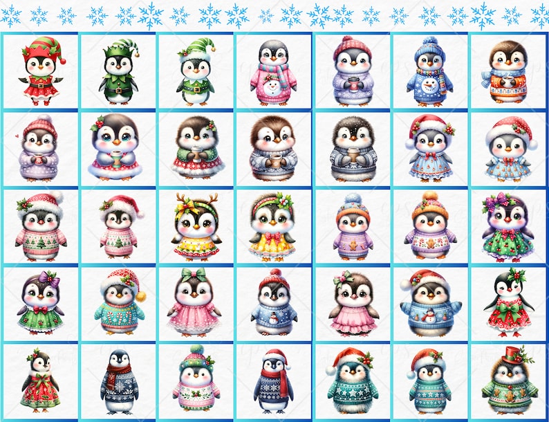 212 Cute Christmas Baby Penguin Clipart Bundle, Christmas Winter ...