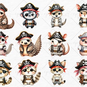 Pirate Animals Clipart - Cute Pirate Critters PNG - Digital Download ...