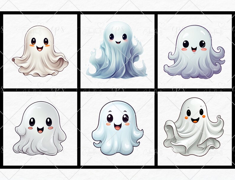 Halloween Ghost Clipart, Watercolor Clipart, Halloween PNG, Cute Ghosts ...