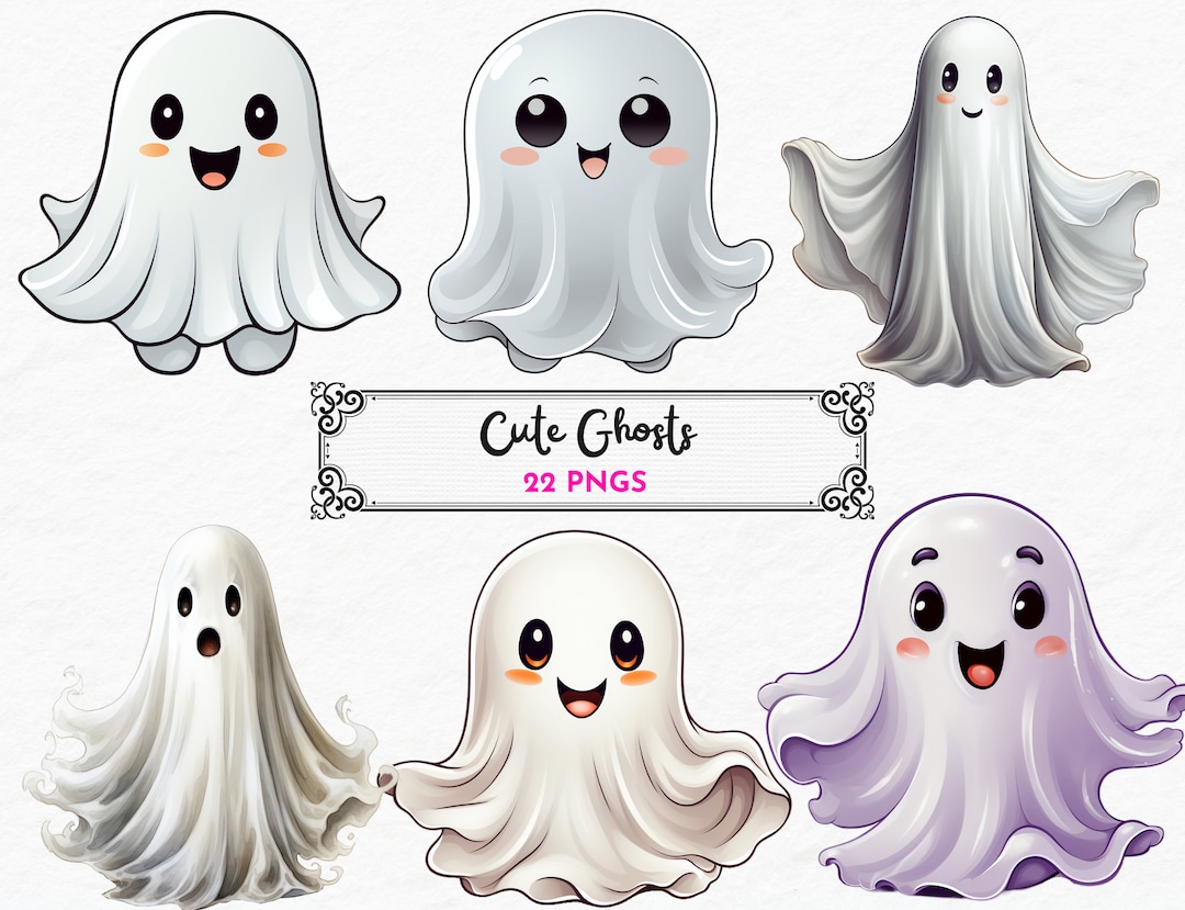 Halloween Ghost Clipart, Watercolor Clipart, Halloween PNG, Cute Ghosts ...