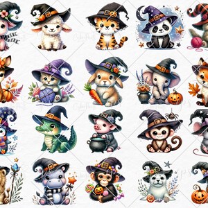 Cute Baby Animals, Witch Hat Clipart, Nursery Wall Art, Halloween ...