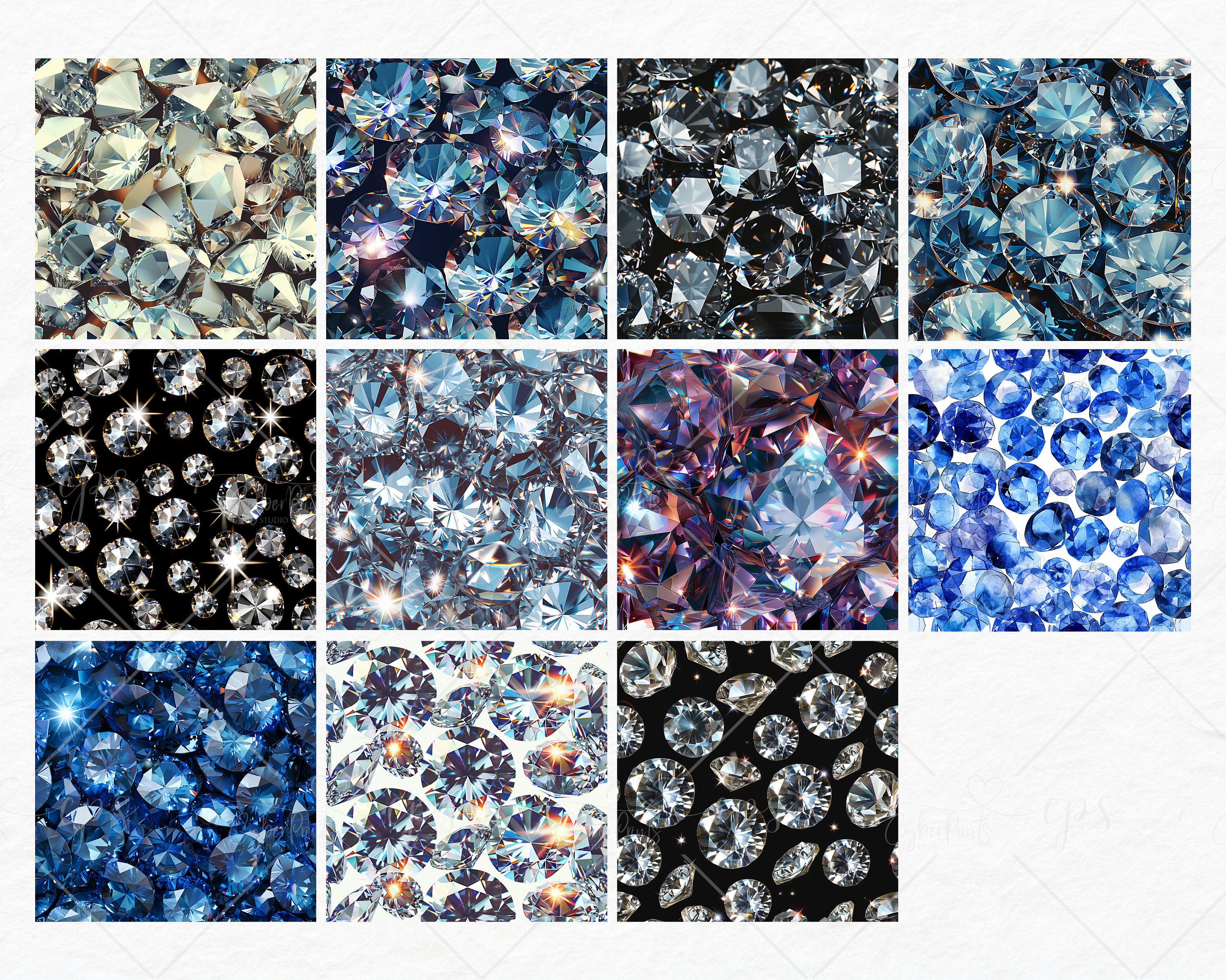 Gemstones Digital Paper, Seamless Pattern, Gems Patterns, Shiny ...