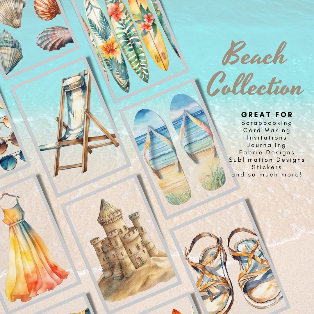 Beach Vacation Clipart Collection, PNG Summer Clipart Watercolor ...