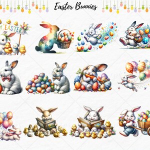 Easter Watercolor Clipart Bundle, PNG Easter Bunny Images, Cute Spring ...