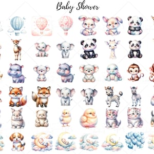 Baby Shower Watercolor Clipart Bundle - PNG Newborn Images, Cute ...