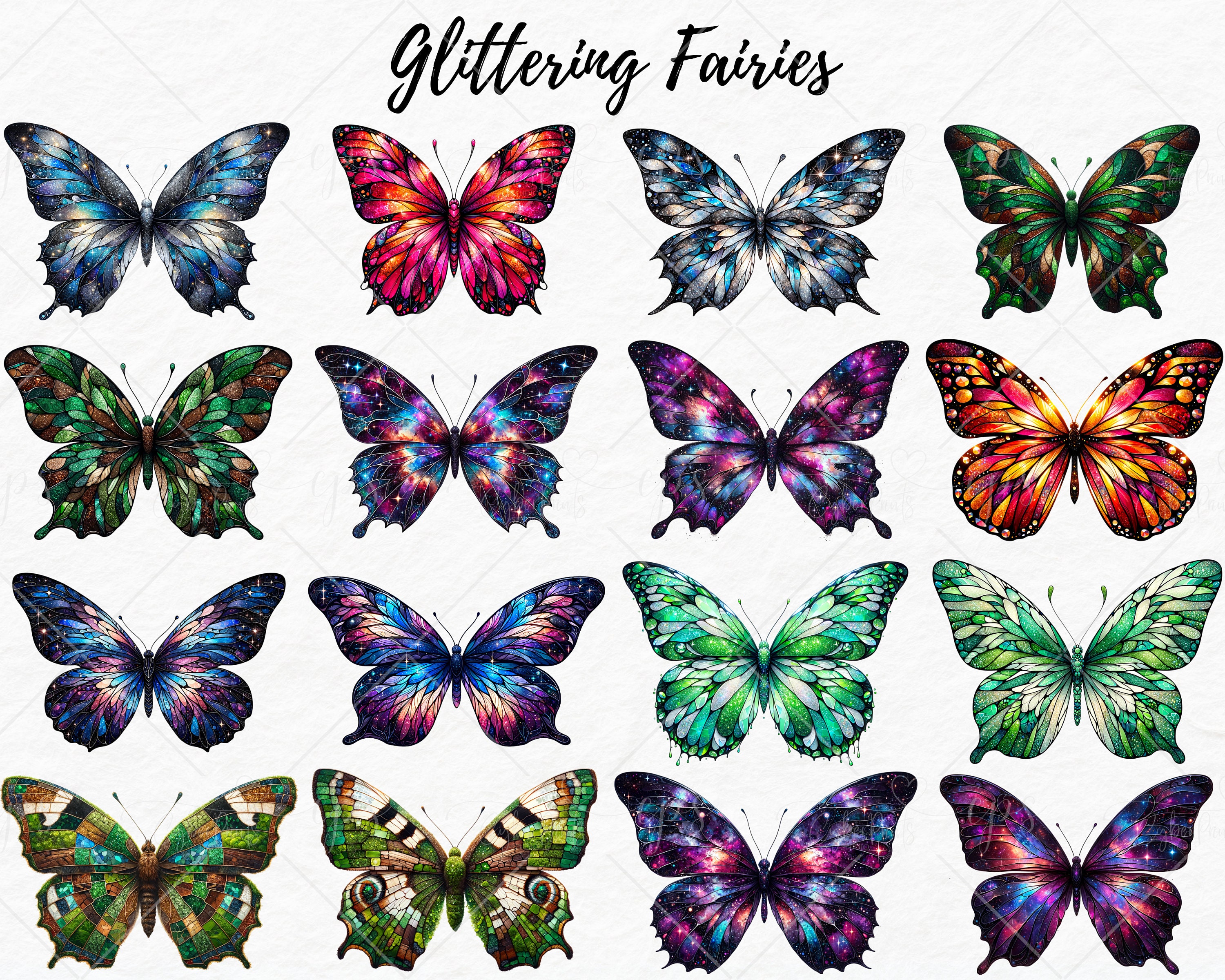 Glitter Butterflies Clipart, Painted Butterfly Clipart, Butterfly ...