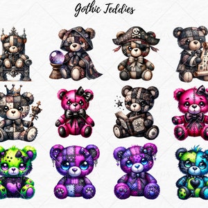 Gothic Teddy Bear, Quilted Patchwork Stuffed Animal, Cute Heart Bear ...