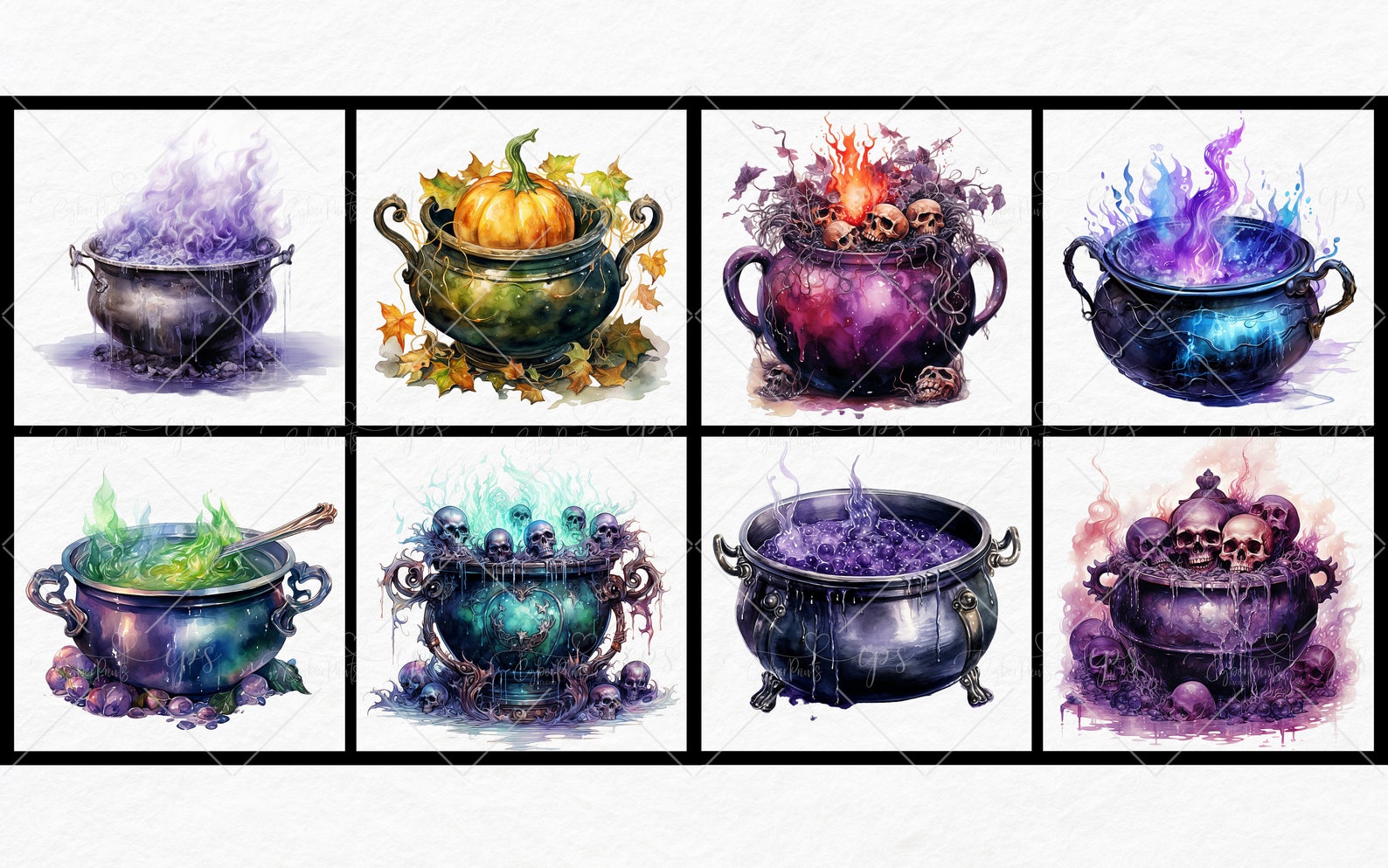 Cauldrons Watercolor Clipart Bundle PNG Fairytale Images, Fantasy ...