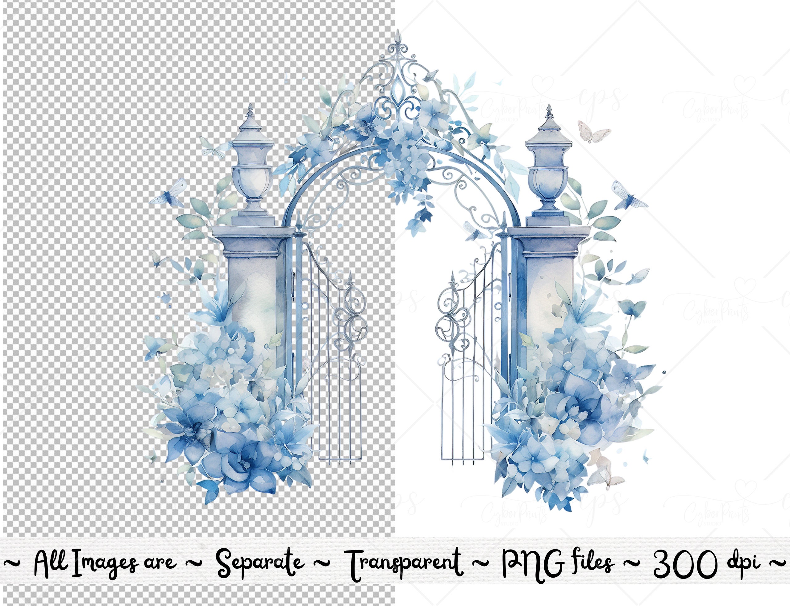 Watercolor Floral Gates Spring Gates Summer Gates Watercolor - Etsy