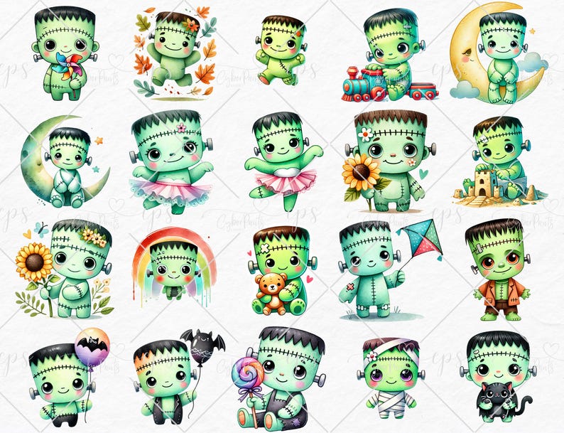 Frankenstein Clipart, Cute High Quality Png Halloween Printables Spooky ...