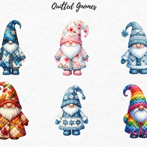 Quilted Gnomes Watercolor Clipart, Whimsicle, Hearts, Cute Whimsical ...