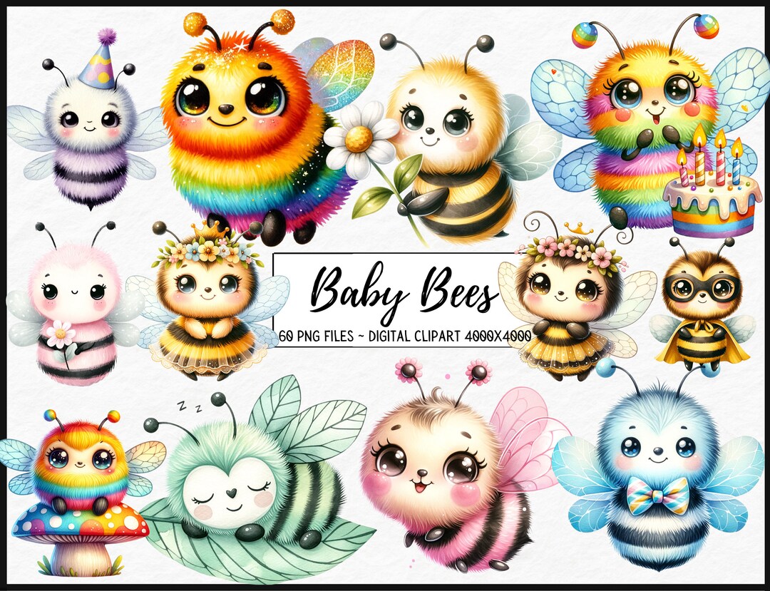 Watercolor Cute Bee Clipart, Bees Clip Art, Cute Animals, Bee Art ...