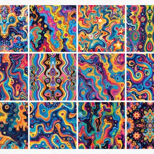 Psychedelic Seamless Patterns - 74 Designs - 12x12 Inch - Commercial Use - Colorful Pattern ...