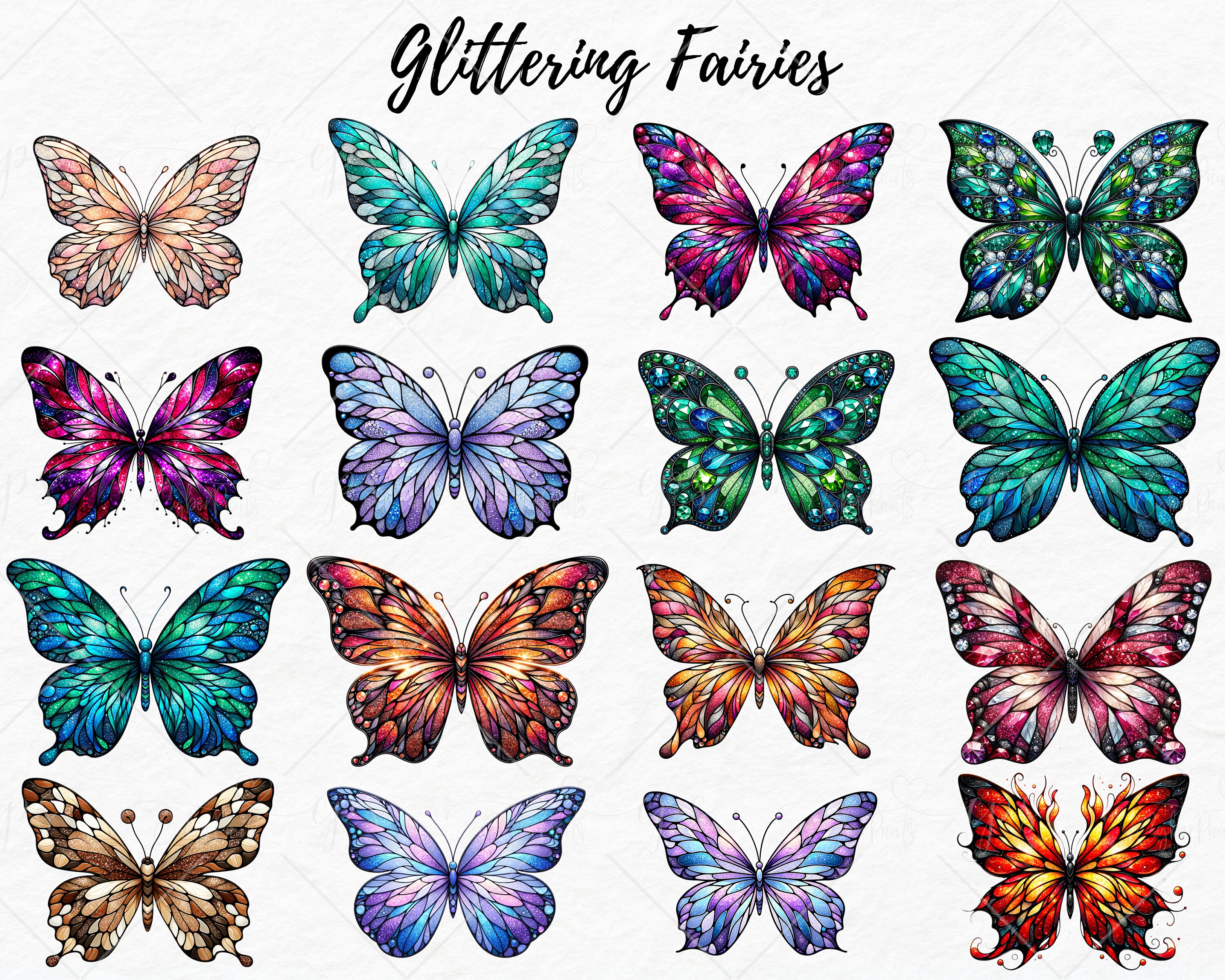 Glitter Butterflies Clipart, Painted Butterfly Clipart, Butterfly ...