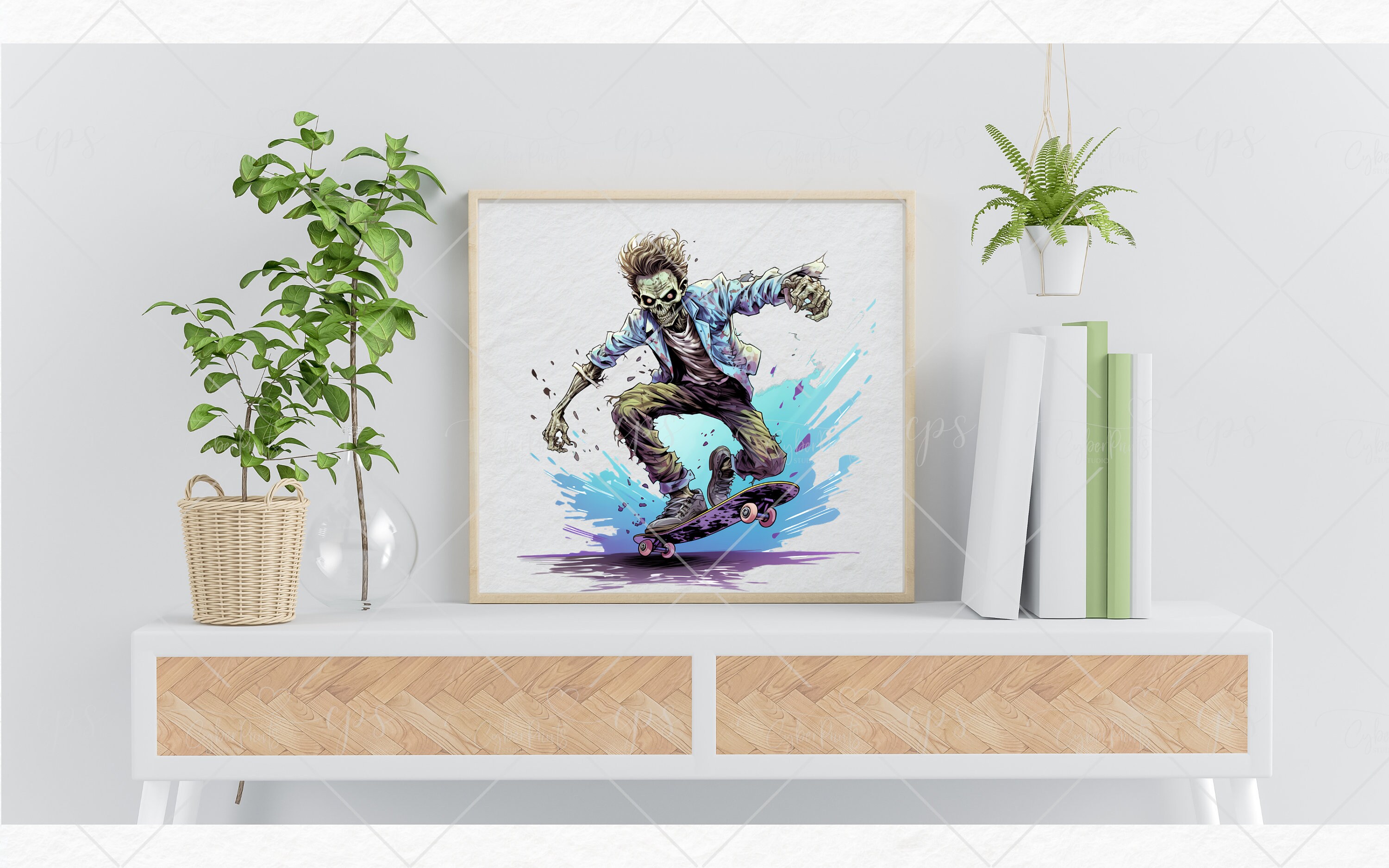 Skateboard Zombies Clipart, PNG Zombie Printables, Skateboarding ...