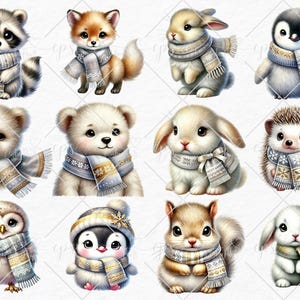 Cute Animal Clipart, Cozy Critters Clipart, Woodland Animals PNG ...