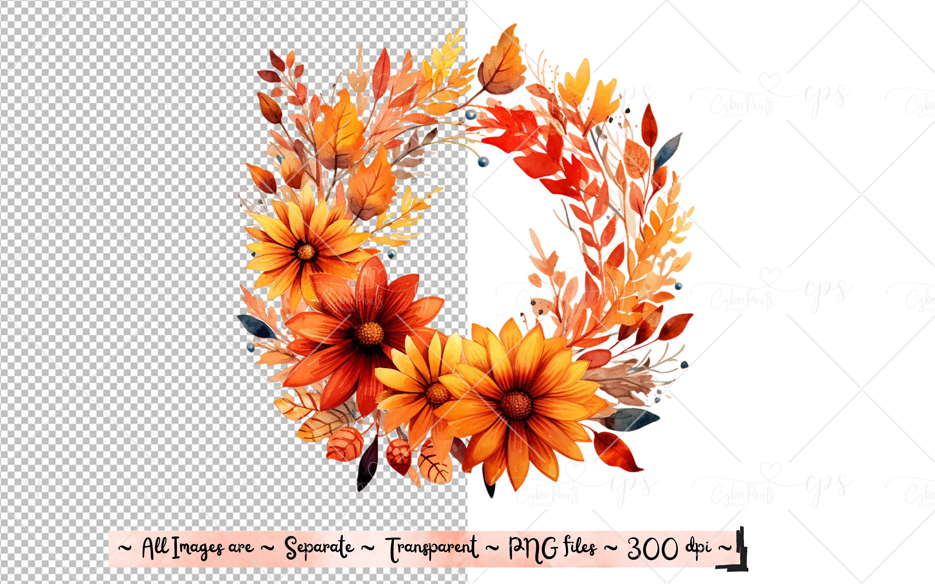 Watercolor Autumn Wreath Clipart Fall Clipart Autumn Leaves - Etsy