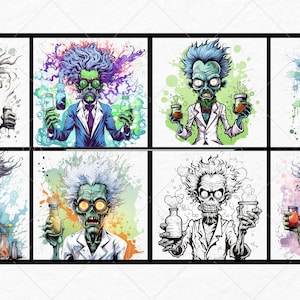 Mad Scientist Zombie, Undead PNG Zombie Printables, Junk Journal ...