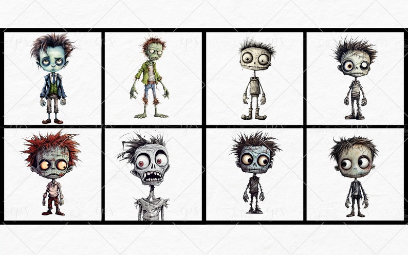 Zombie Clipart, PNG Zombie Printables, Gothic Zombies, Zombie Ephemera ...