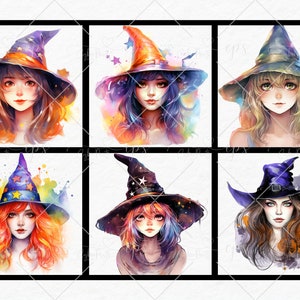 Rainbow Witches Clipart Bundle Halloween PNG Images, Fantasy Magical ...