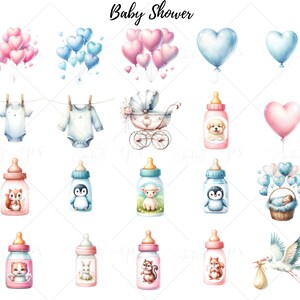 Baby Shower Watercolor Clipart Bundle - PNG Newborn Images, Cute ...