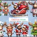 Christmas Moose PNG Clipart, Watercolor Winter Moose Holiday Bundle ...