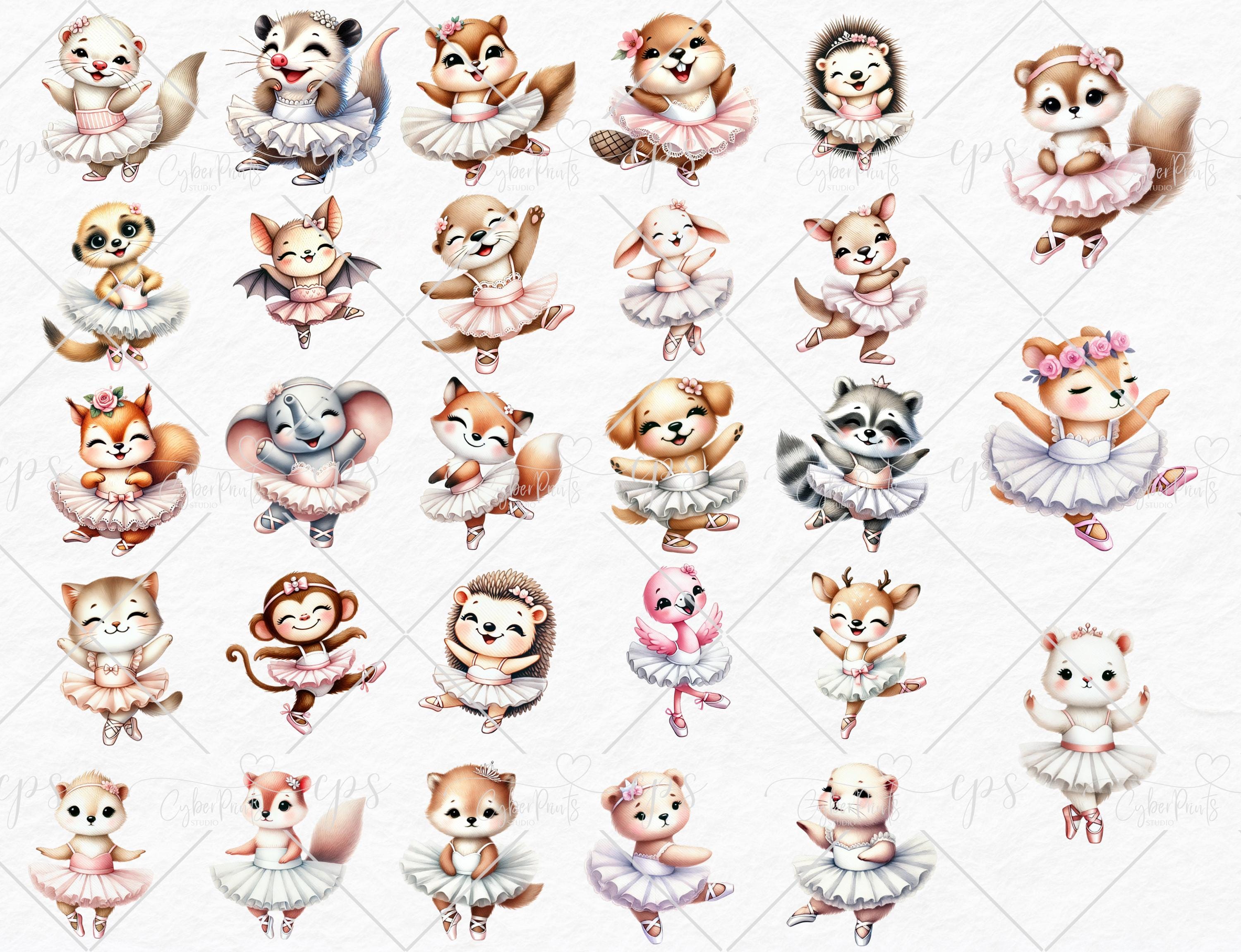 Ballet Animals Clipart - Cute Ballerina Critters PNG - Digital Download ...