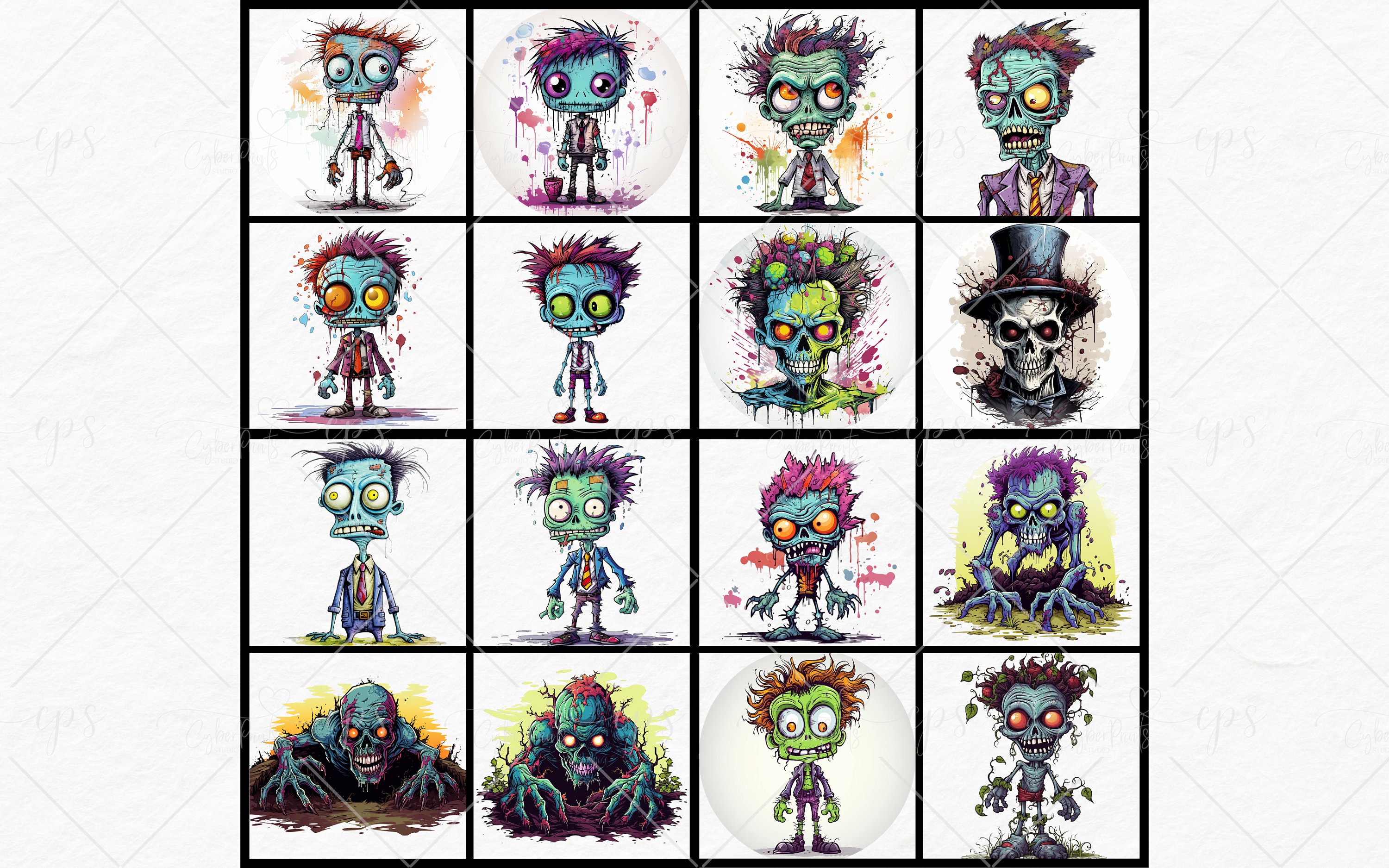 Zombie Clipart, PNG Zombie Printables, Gothic Zombies, Zombie Ephemera ...
