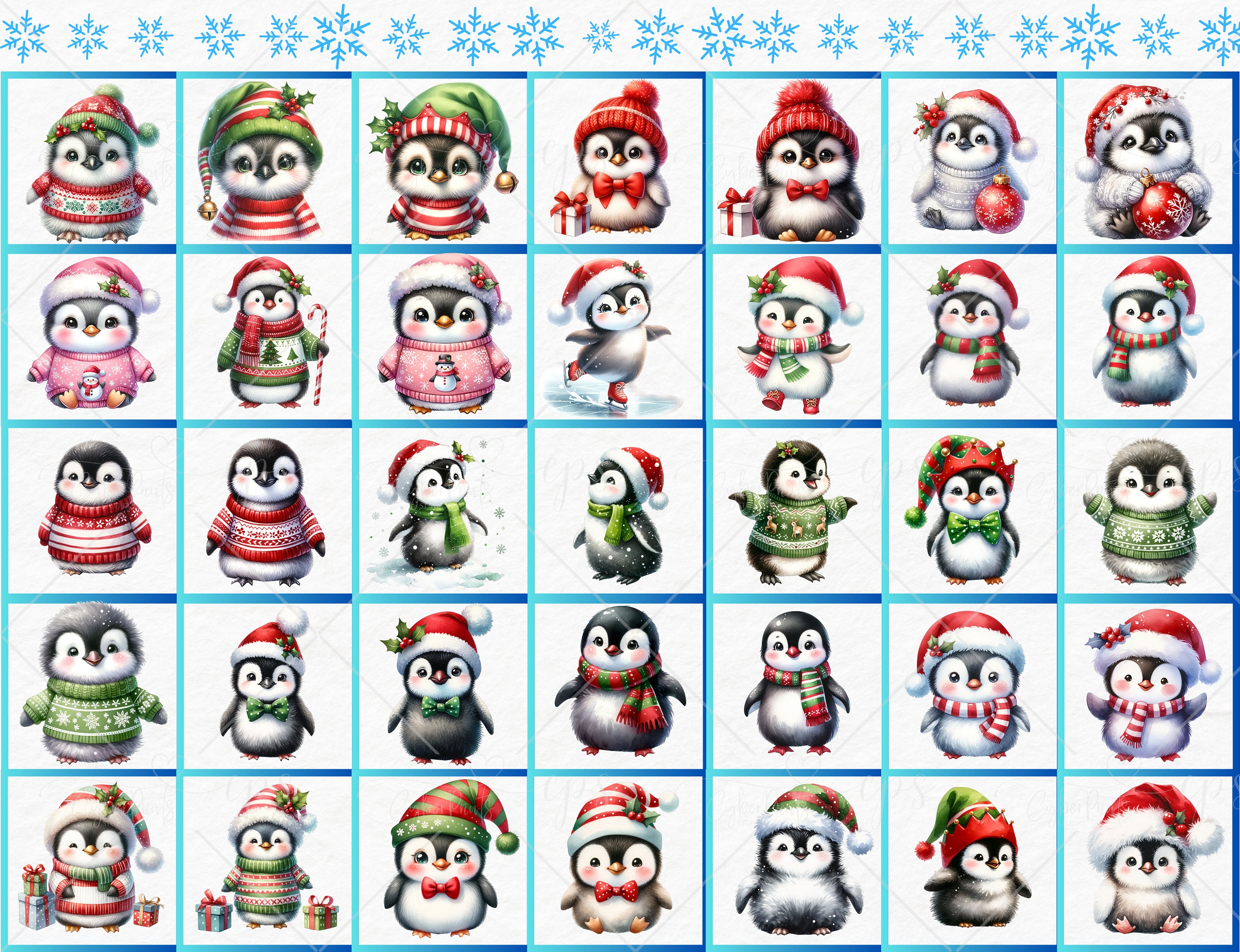 212 Cute Christmas Baby Penguin Clipart Bundle, Christmas Winter ...