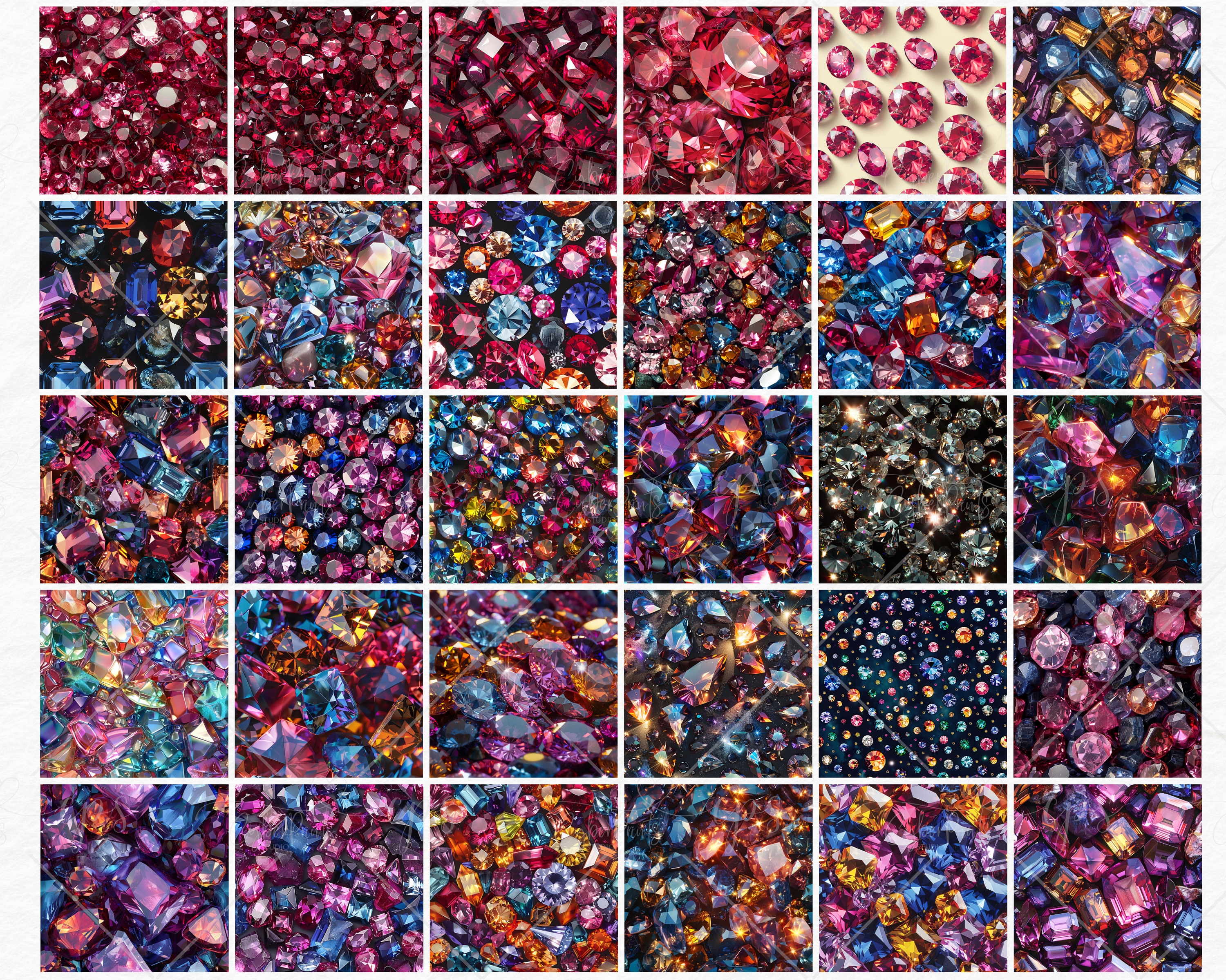 Gemstones Digital Paper, Seamless Pattern, Gems Patterns, Shiny ...