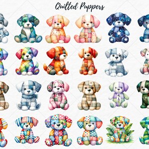 Patchwork PNG Quilted Puppy, Stuffed Animal, Nursery Art, Cute Adorable ...
