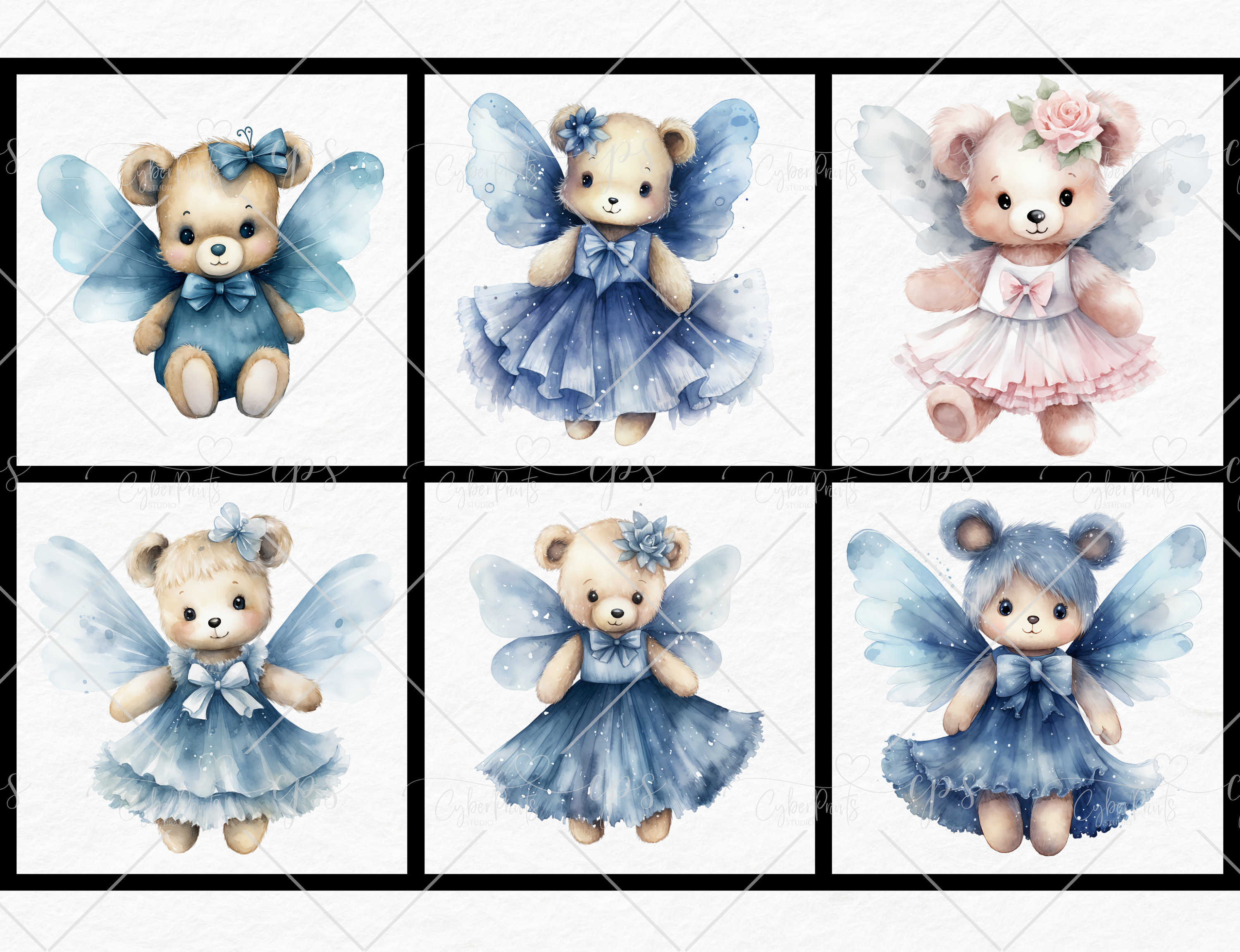 Watercolor Fairy Teddy Bear Teddy With Wings Fantasy - Etsy
