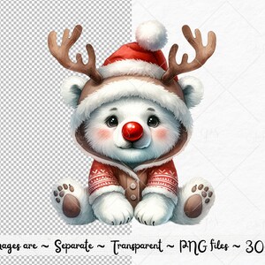 Christmas Polar Bears Clipart - Cute Baby Animals in Outfits, Xmas ...