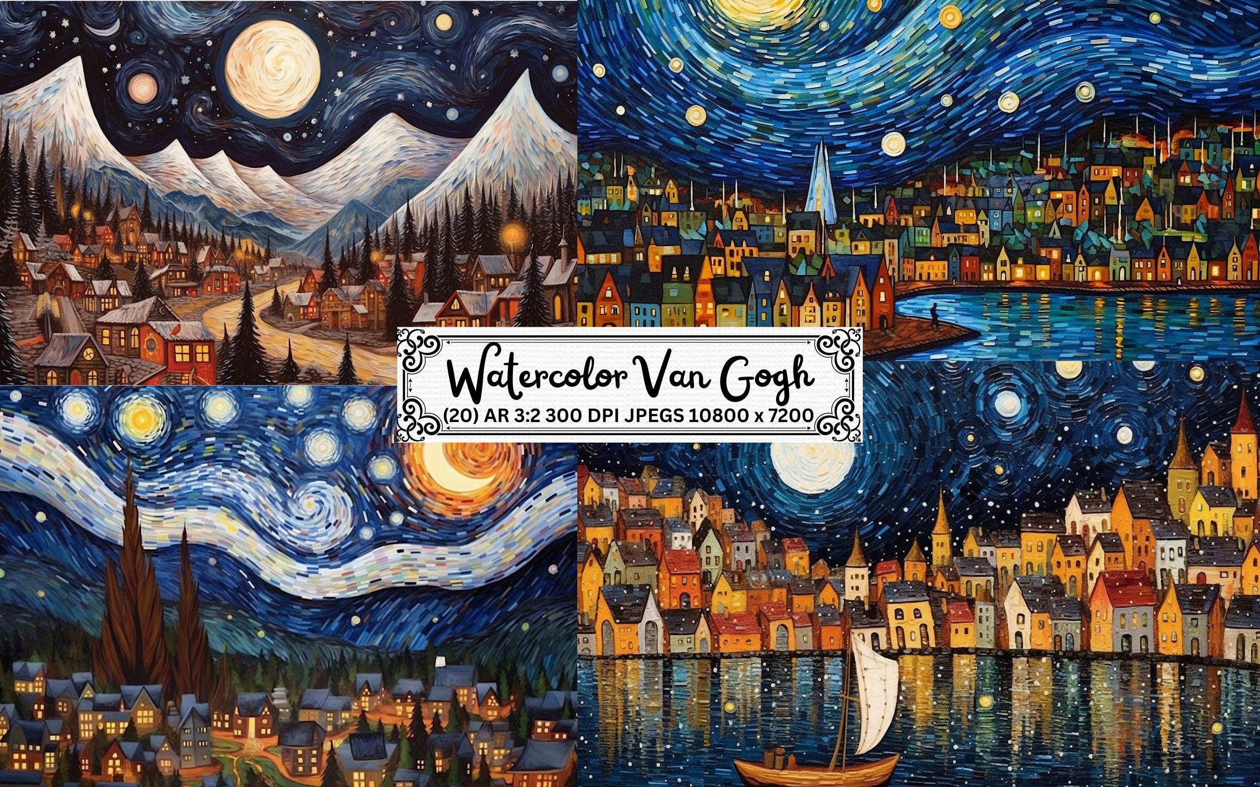 Vincent Van Gogh Inspired Paintings Digital Paper, Impressionist ...