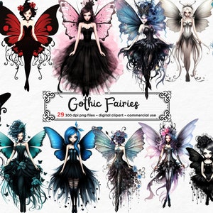 Gothic Fairy Clipart Halloween Fantasy PNG Digital Image Downloads for ...