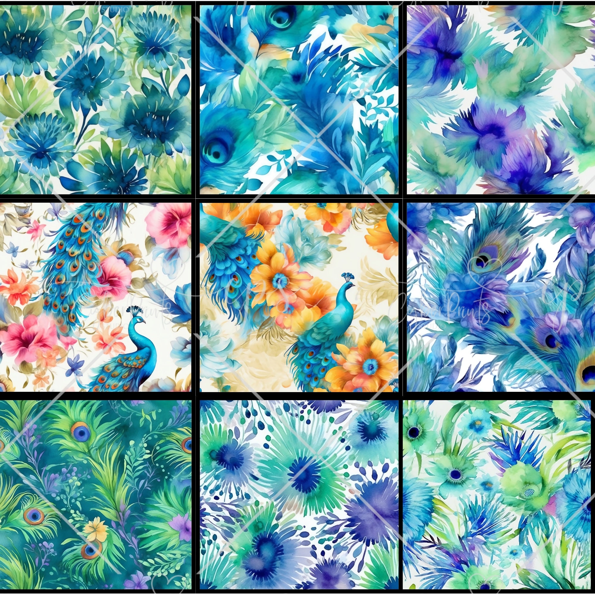 Peacock Digital Paper, Peacock Seamless Pattern, Peacock Prints ...