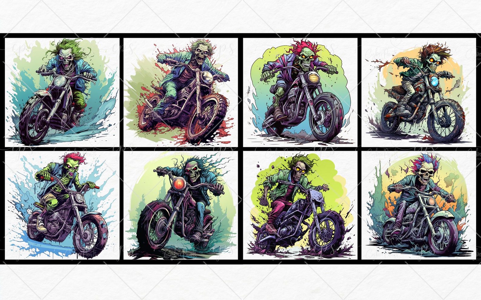 Undead Bikers Clipart, PNG Zombie Printables, Gothic Zombies, Zombie ...