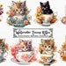 Watercolor Kitten in Teacup Clipart PNG Printable Floral Cat Tea Party ...