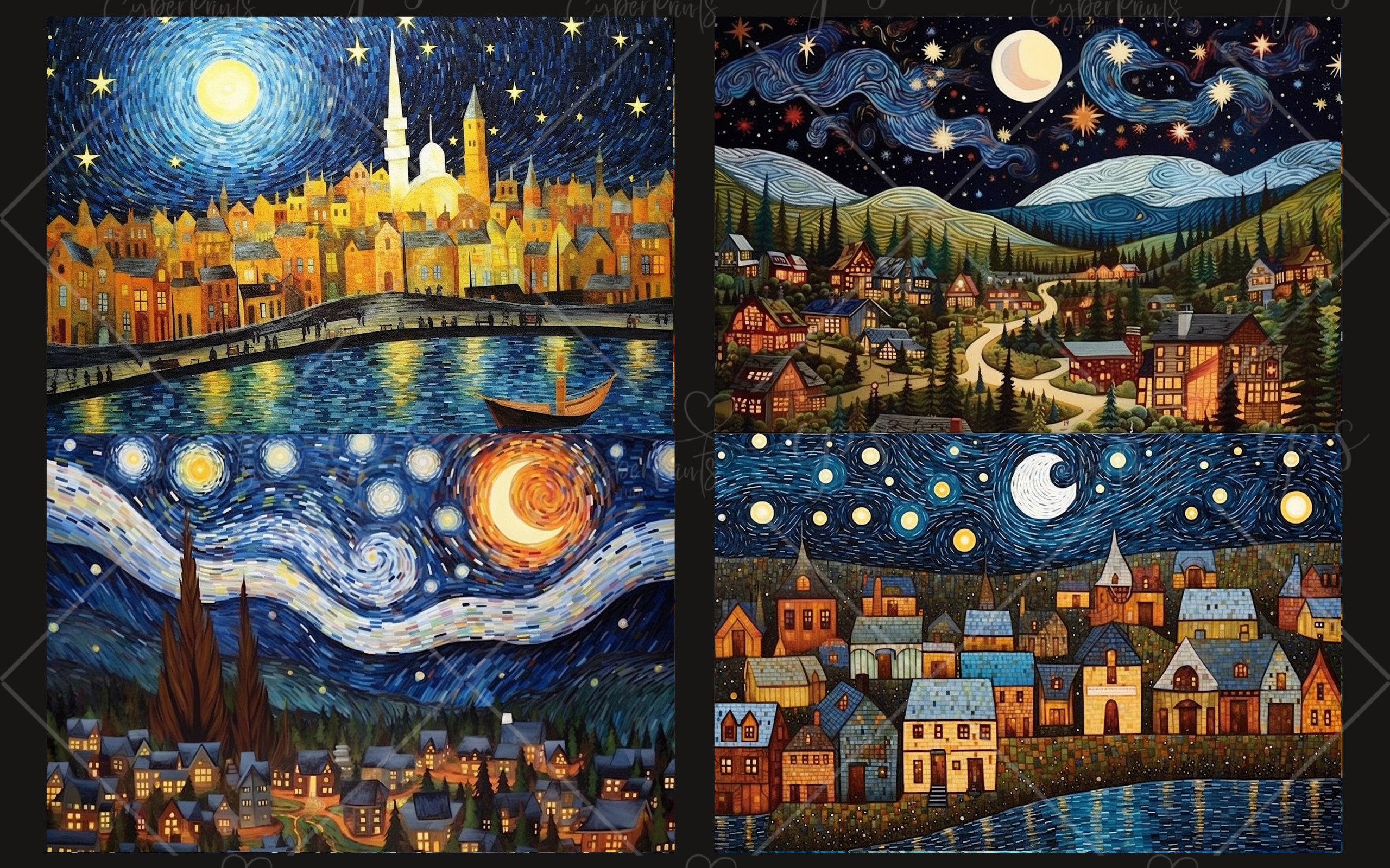 Vincent Van Gogh Inspired Paintings Digital Paper, Impressionist ...