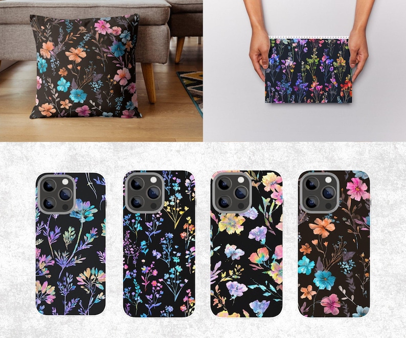 Neon Floral Digital Paper Bundle – 170 Seamless Watercolor Flower ...