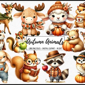 Autumn Animals, Woodland Animals, Fall Clipart, Cute Animals, Forest ...