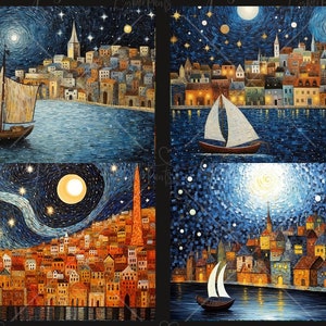 Vincent Van Gogh Inspired Paintings Digital Paper, Impressionist ...