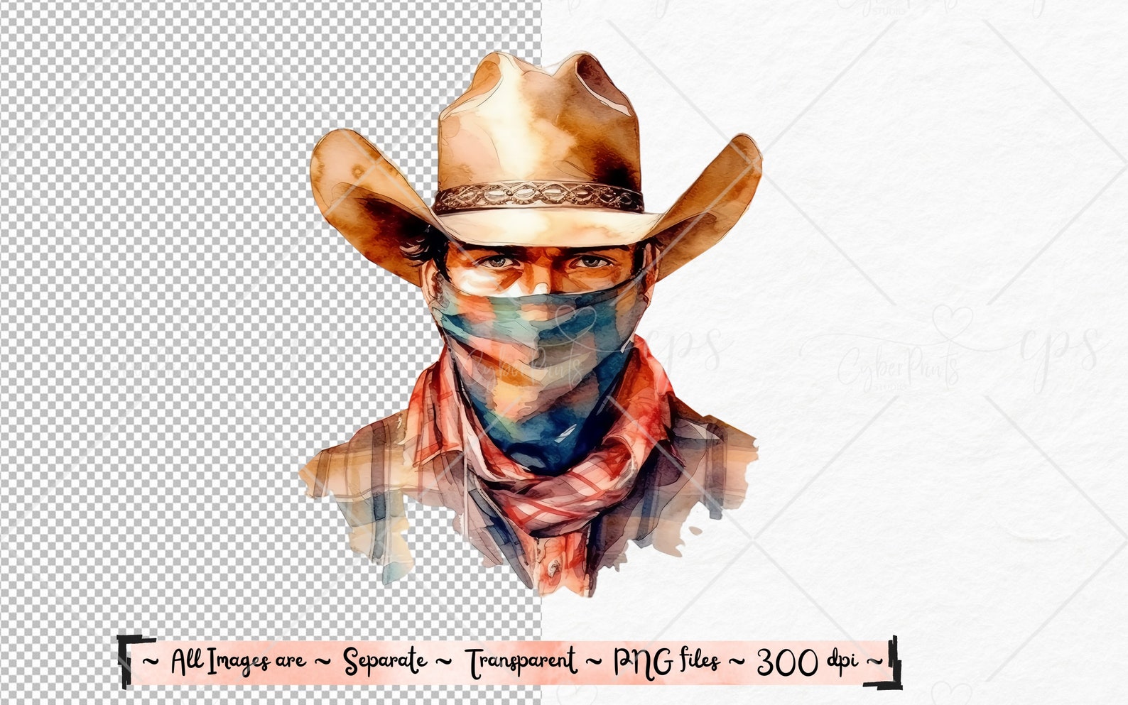 Watercolor Western Clipart - Cowboy Clipart Texas Cowboy Ranch PNG ...