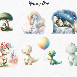 Baby Dinosaur Watercolor Clipart, Nursery Decor, Baby Shower, Cute Dino ...